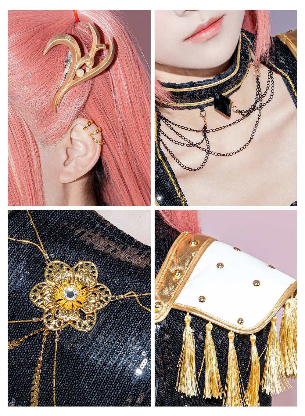 KPop Demon Hunters Mira Cosplay Costume Golden Stage Outfit Black ...