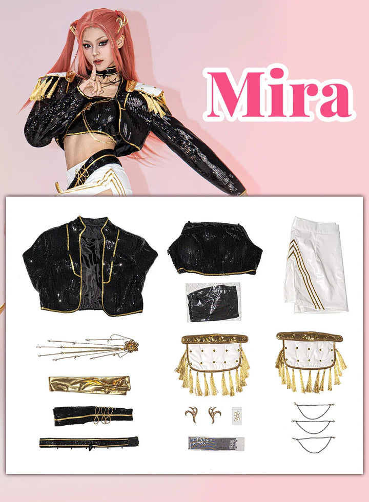 KPop Demon Hunters Mira Cosplay Costume Golden Stage Outfit Black ...
