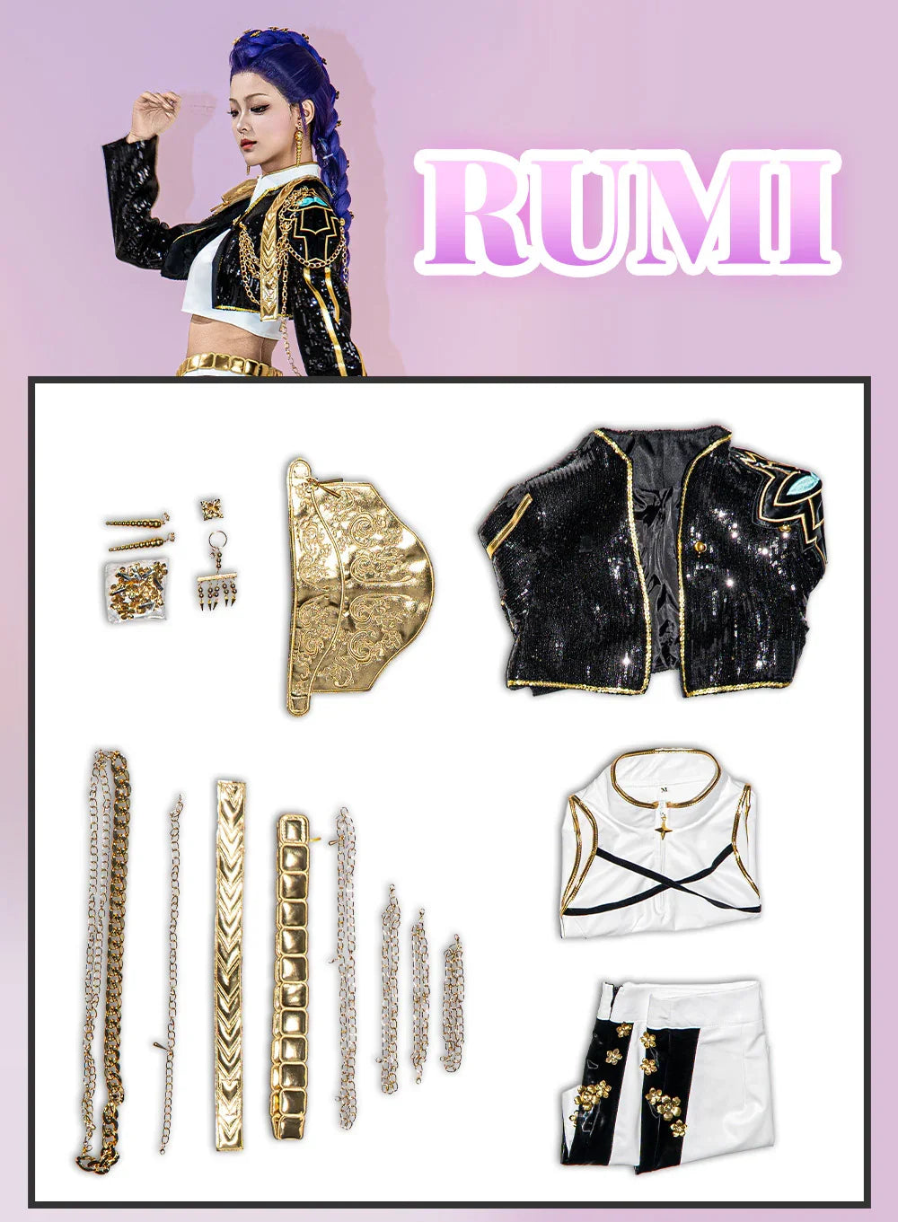 OSIAS Original KPop Demon Hunters Rumi Cosplay Costume Golden Stage ...